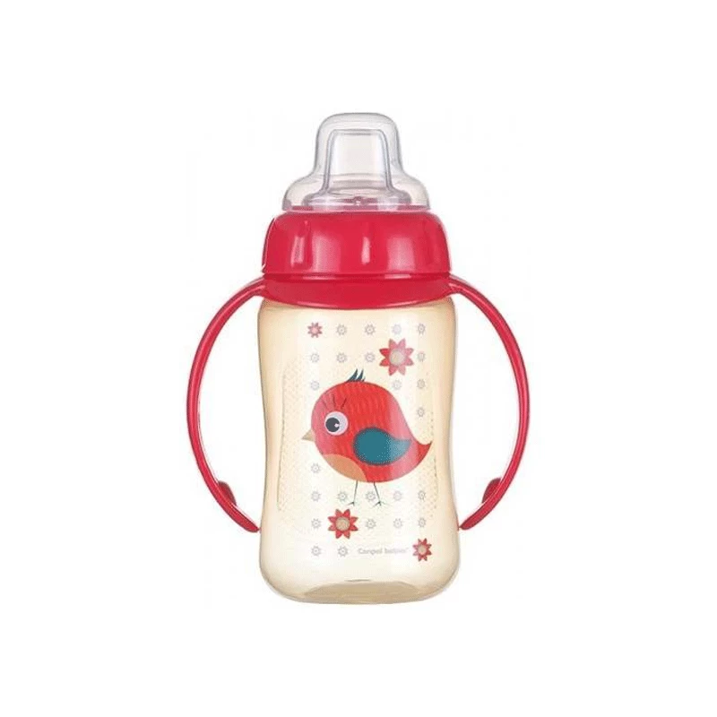 Canpol flašica za bebe Happy Animals Bird sa kljunom i ručkama 320 ml, 12m+