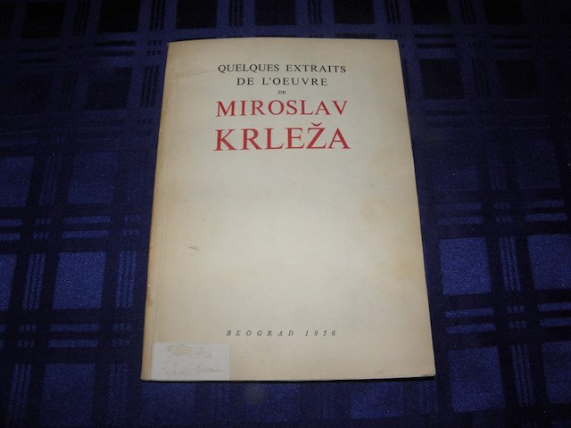 Marko Ristić: Miroslav Krleža, na francuskom