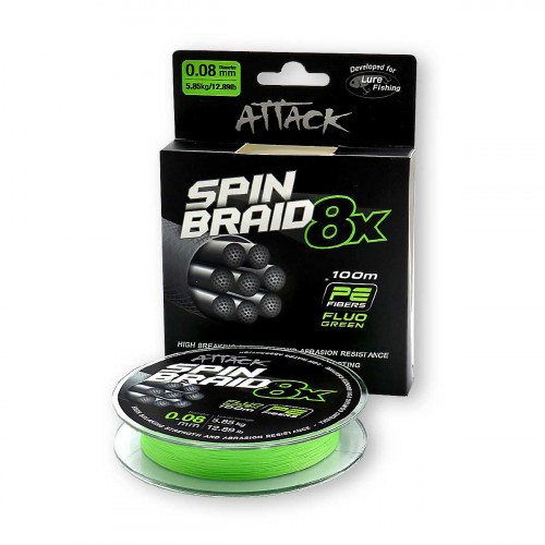 ATTACK SPINBRAID X8 100m Fluo Green