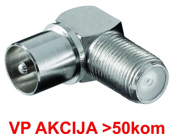 Gembird CON-FC-025/90 ** F female to IEC male elbow adaptor, Zinc Alloy min.25kom (19,2)