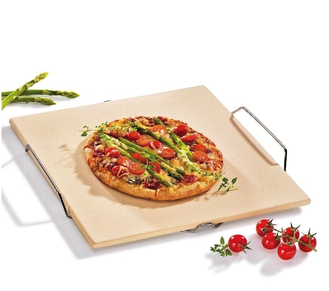 Kamena ploča za Pizzu, vatrootporni kordierit, sa ramom za roštilj