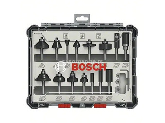 Komplet raznih glodala, 15 komada, prihvat 8 mm Bosch