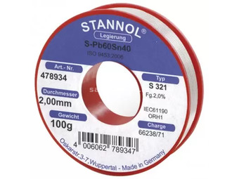 Žica za lemljenje Tinol punjena 2mm 250gr Sn40/Pb60 Stannol