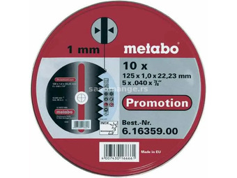 Set 10 reznih ploča Ø125x1mm metal/inox Metabo