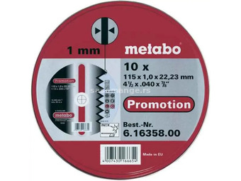 Set 10 reznih ploča Ø115x1mm metal/inox Metabo