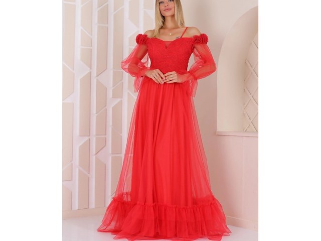 Duga crvena haljina