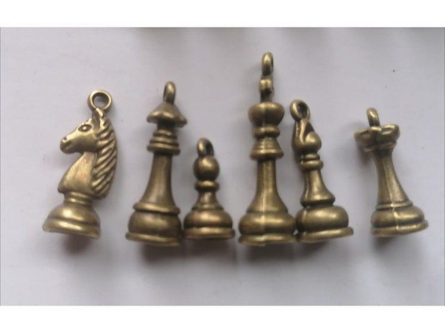 *M058-mini šah figure,boja mesinga/set od 6 komada