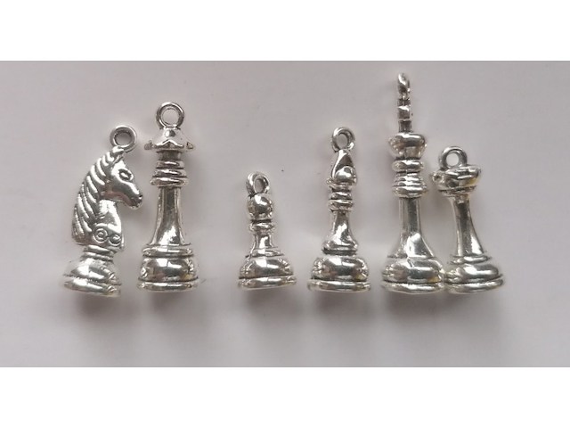 *M059-mini šah figure,boja srebra/set od 6 komada
