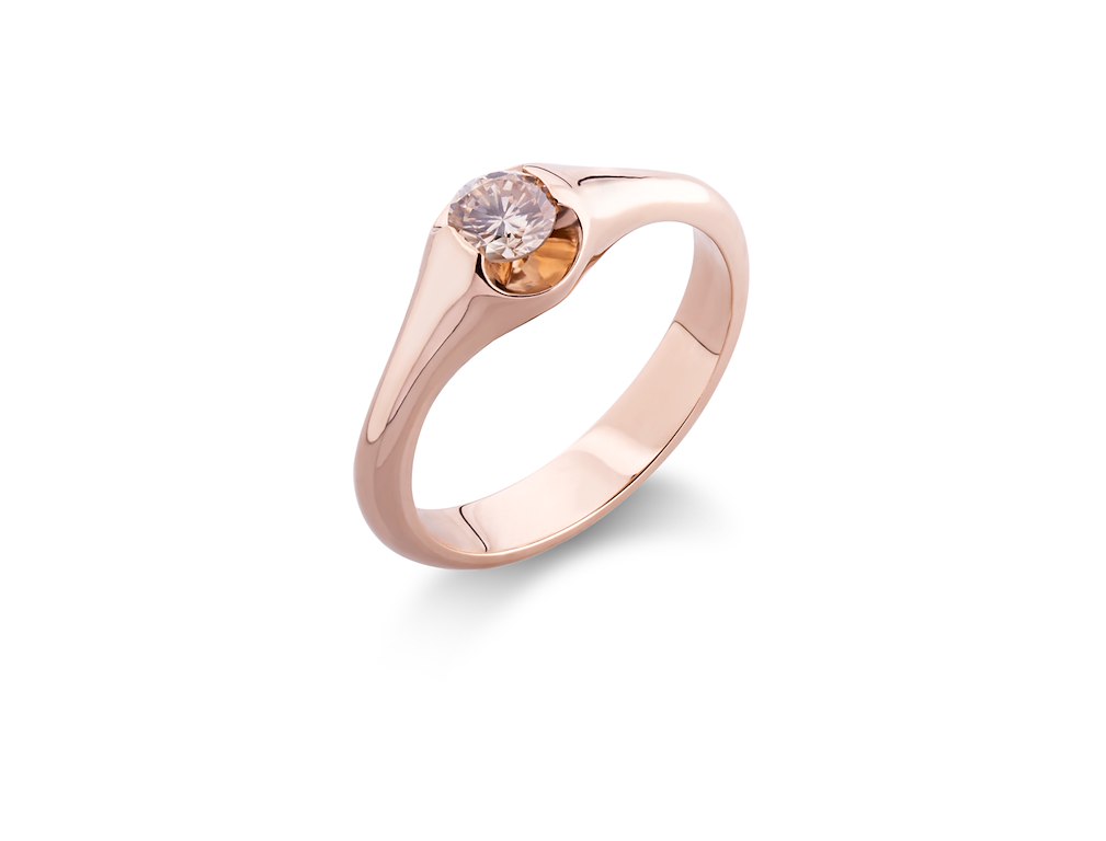 XL zlatni prsten sa braon dijamantom