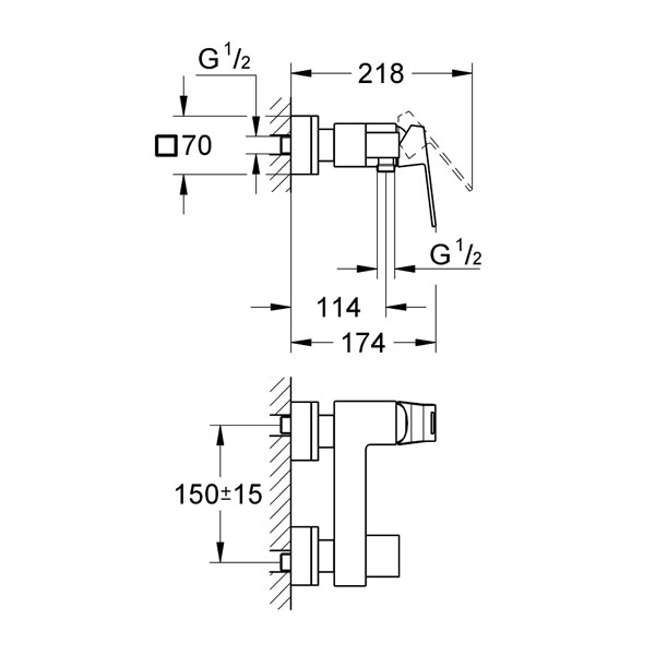 GROHE Baterija za tuš EUROCUBE