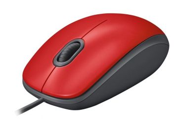 Logitech - Logitech M110 Silent Optical Corded Mouse, Top Red, New