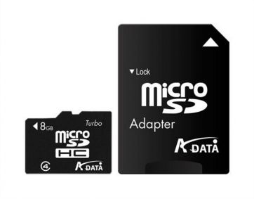 Adata - MICRO SD 8GB AData + SD adapter AUSDH8GCL4-RA1