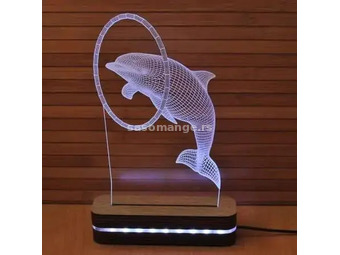 3D dekorativna lampa A003 Delfin BLACK CUT