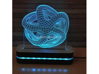 3D dekorativna lampa B009 plava BLACK CUT