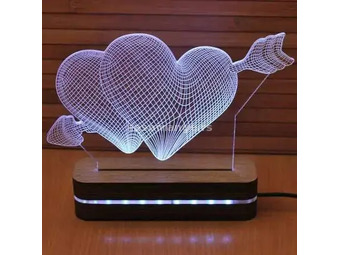 3D dekorativna lampa B002 toplo bela BLACK CUT