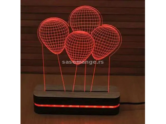 3D dekorativna lampa B001 toplo bela BLACK CUT