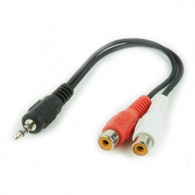 Gembird 3.5 mm plug to 2 x RCA sockets stereo audio cable, 0,2 m | CCA-406