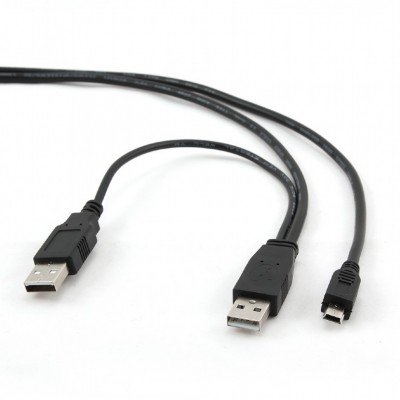 Gembird Dual USB 2.0 A-plug to MINI 5PM 1m cable, Za eksterne 2.5″ HDD | CCP-USB22-AM5P-3