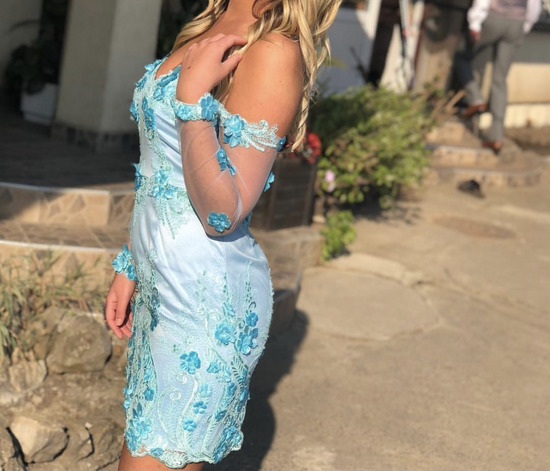 Sivena svecana haljina plava