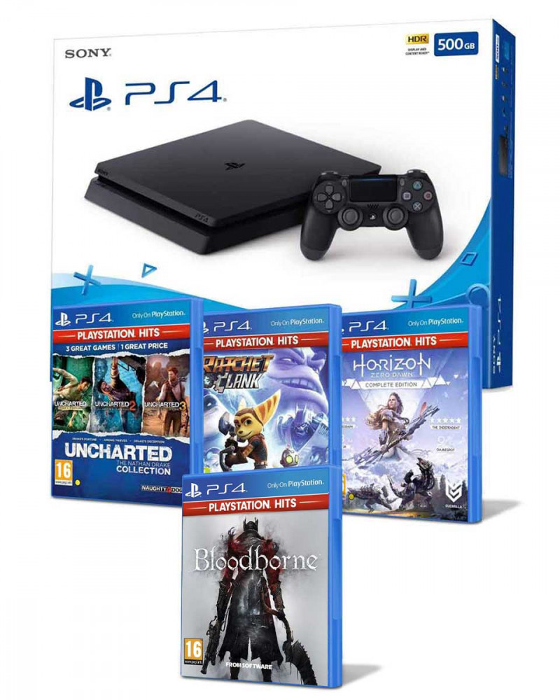 Konzola Playstation 4 500GB Black Slim + 3 HITS igre+ Ps4 Bloodborne