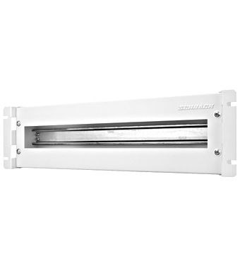 19" Panel sa DIN šinom, 3HU, za 22 modula, zatvoren,RAL 7035
3HE, 22TE, RAL7035