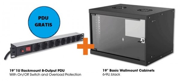 LAN Intellinet ormar zidni 9U560mm 714808+PDU 713986 crni