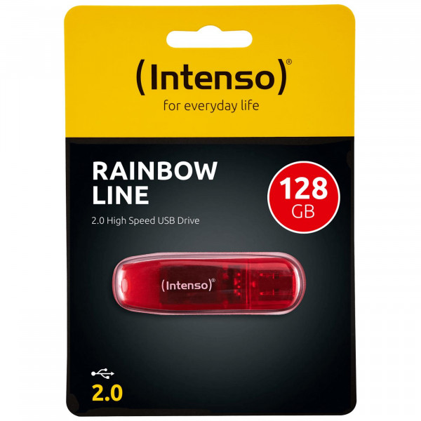 (Intenso) USB Flash drive 128 GB Hi-Speed USB 2.0, Rainbow Line, RED - USB2.0-128GB/Rainbow