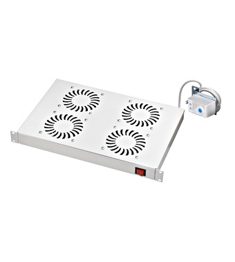 19" Vent. Panel, 4 vent. i analogni termostat, 1HU, RAL7035
Svetlo siva