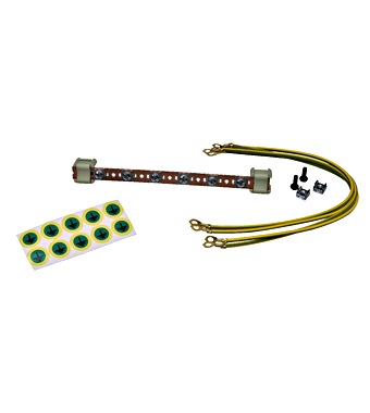 Set za uzemljenje, 6 ulaza za provodnik
Grounding set, 6 grounding points, 4 x 4mm diameter x 40cm long yellow/green wires