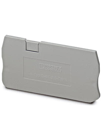 Krajnja pločica D-ST 2,5-TWIN
End cover, length: 60,5 mm, width: 2,2 mm, height: 29 mm, color: grey