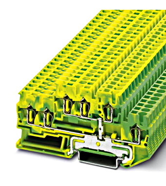 Dvospratna stezaljka (klema) za uzemnjenje STTB 2,5-TWIN-PE
Spring-cage-connection, 0,08 mm² - 4 mm², AWG: 28 - 12, width: 5,2 mm, green-yellow, mounting type: NS 35/7,5, NS 35/15