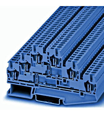 Trospratna stezaljka (klema) ST 2,5-3L BU
Spring-cage-connection, 0,08 mm² - 4 mm², AWG: 28 - 12, width: 5,2 mm, blue, mounting type: NS 35/7,5, NS 35/15