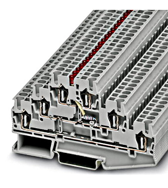 Trospratna stezaljka (klema) ST 2,5-3L-LA 24RD/O-M
Multi-level terminal, spring-cage-connection, 0,08 mm² - 4 mm², AWG: 28 - 12, width: 5,2 mm, grey, NS 35/7,5,NS 35/15