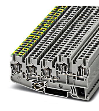 Instalaciona stez. (klema) za uzemljenje STIO 2,5/4-PE/2B/L
Spring-cage-connection, cross section: 0,08 mm² - 4 mm², AWG: 28 - 12, width: 5,2 mm, grey, NS 35/7,5, NS 35/15
