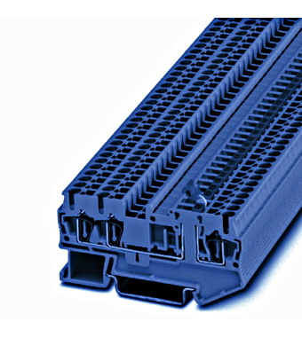 Nožasta rastavna stezaljka (klema) ST 2,5-TWIN-MT BU
Spring-cage-connection, 0,08 mm² - 4 mm², AWG: 28 - 12, 20 A, 400 V, width: 5,2 mm, blue, for NS 35/7,5, NS 35/15