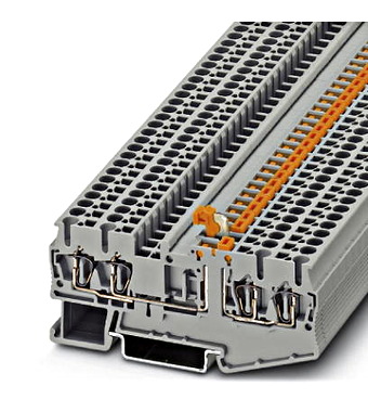 Nožasta rastavna stezaljka (klema) ST 2,5-QUATTRO-MT
Spring-cage-connection, 0,08 mm² - 4 mm², AWG: 28 - 12, 20 A, 400 V, width: 5,2 mm, grey, for NS 35/7,5, NS 35/15