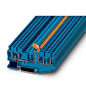 Nožasta rastavna stezaljka (klema) ST 2,5-QUATTRO-MT BU
Spring-cage-connection, 0,08 mm² - 4 mm², AWG: 28 - 12, 20 A, 400 V, width: 5,2 mm, blue, for NS 35/7,5, NS 35/15