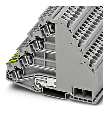 Trospratna stezaljka (klema) ST 4-PE/3L
Multi-level terminal, spring-cage-connection, 0,08 mm² - 6 mm², AWG: 28 - 10, width: 6,2 mm, grey, NS 35/7,5, NS 35/15
