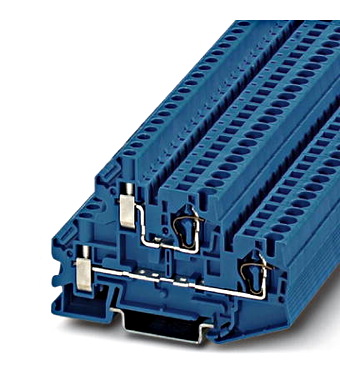 Prolazna stezaljka STTBU 4 plava
Spring-cage-connection, cross section: 0,08 mm² - 6 mm², AWG: 28 - 10, width: 6,2 mm, blue, NS 35/7,5, NS 35/15