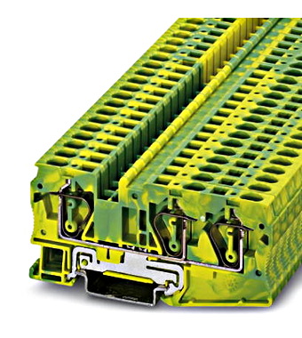 Stezaljka (klema) za uzemljenje ST 6-TWIN-PE
Spring-cage-connection, 0,2 mm² - 10 mm², AWG: 24 - 8, width: 8,2 mm, green-yellow, mounting type: NS 35/7,5, NS 35/15