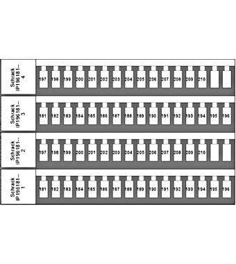 Označna pločica za TB i ST - stezaljke, 181-210 (svaka 2x)
Marking tags for Phoenix Contact - terminals, series TB and ST