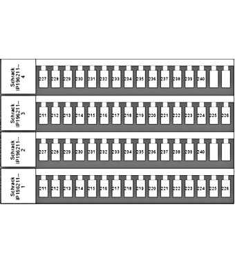 Označna pločica za TB i ST - stezaljke, 211-240 (svaka 2x)
Marking tags for Phoenix Contact - terminals, series TB and ST