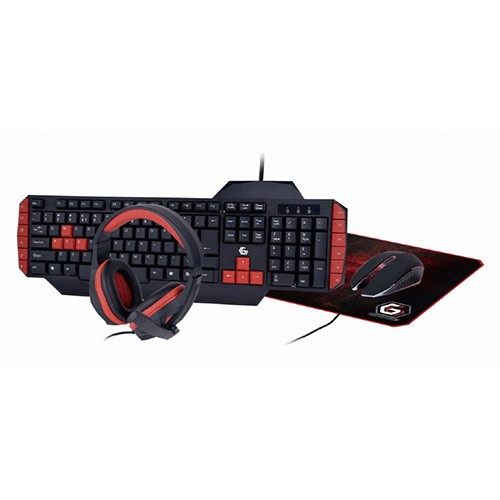 Gembird Gaming kit Full size Gaming keyboard, Backlit mouse, Mouse pad and Gaming Headset | GGS-UMG4-02