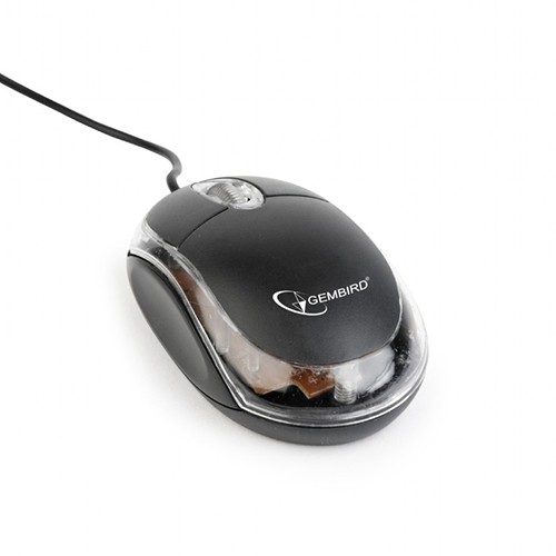 Gembird Optical mouse, 3-button, scroll wheel, USB, black/transparent | MUS-U-01-BKT