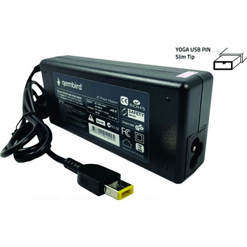 Gembird Laptop charger 90W-20V-4.5A, USB Yellow PIN, Lenovo | NPA90-200-4500 (IB08)