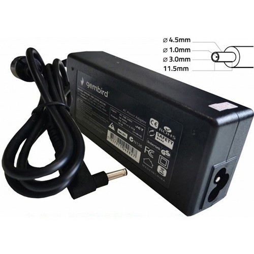 Gembird Laptop charger 90W-19.5V-4.62A, 7.4x5.0mm black PIN | NPA90-195-4620 (DE10)