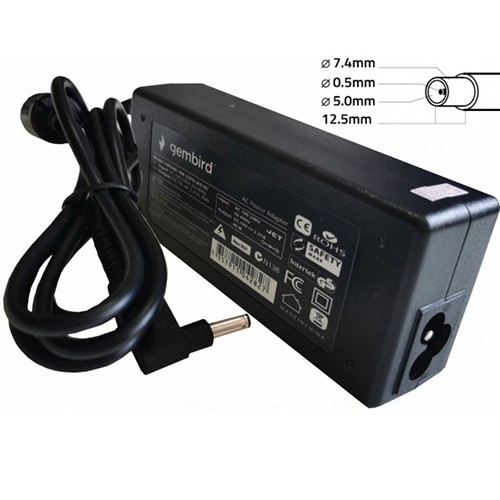 Gembird Laptop charger 65W-19.5V-3.34A, 7.4x5.0mm black PIN (Alt=DE10) | NPA65-195-3340 (DE03)