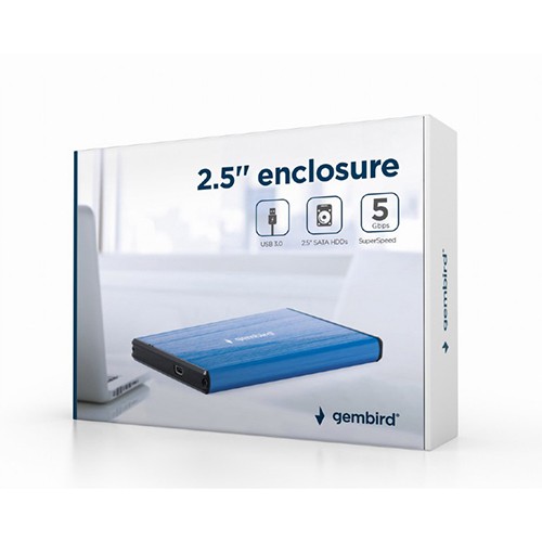 Gembird HDD enclosure 2.5″ USB 3.0, brushed aluminum, deep-blue | EE2-U3S-3-DB