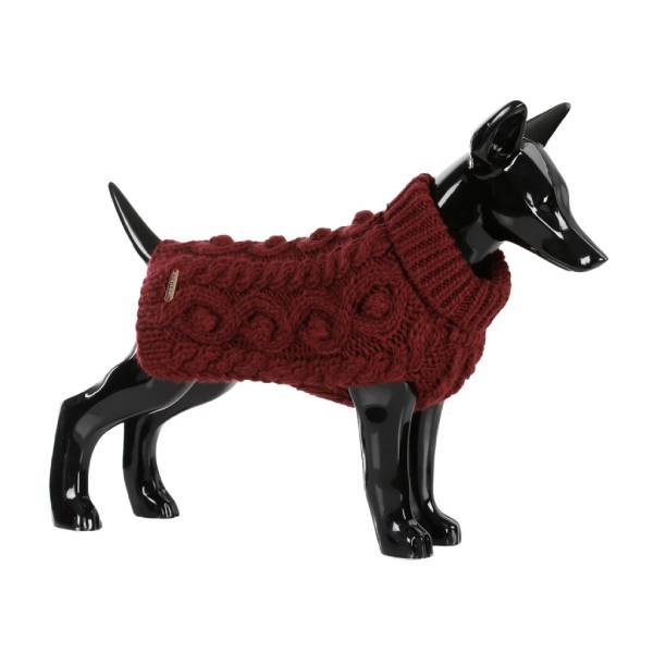 PAIKKA Handmade Knit burgundy džemper za pse - 25cm