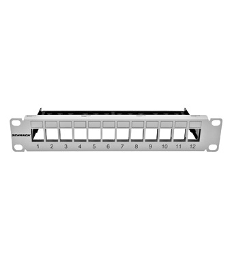 10" SOHO - Patch panel za 12 modula (SFA, SFB), prazan, 1HU
jezičac prespojnog kabela okrenut prema dolje